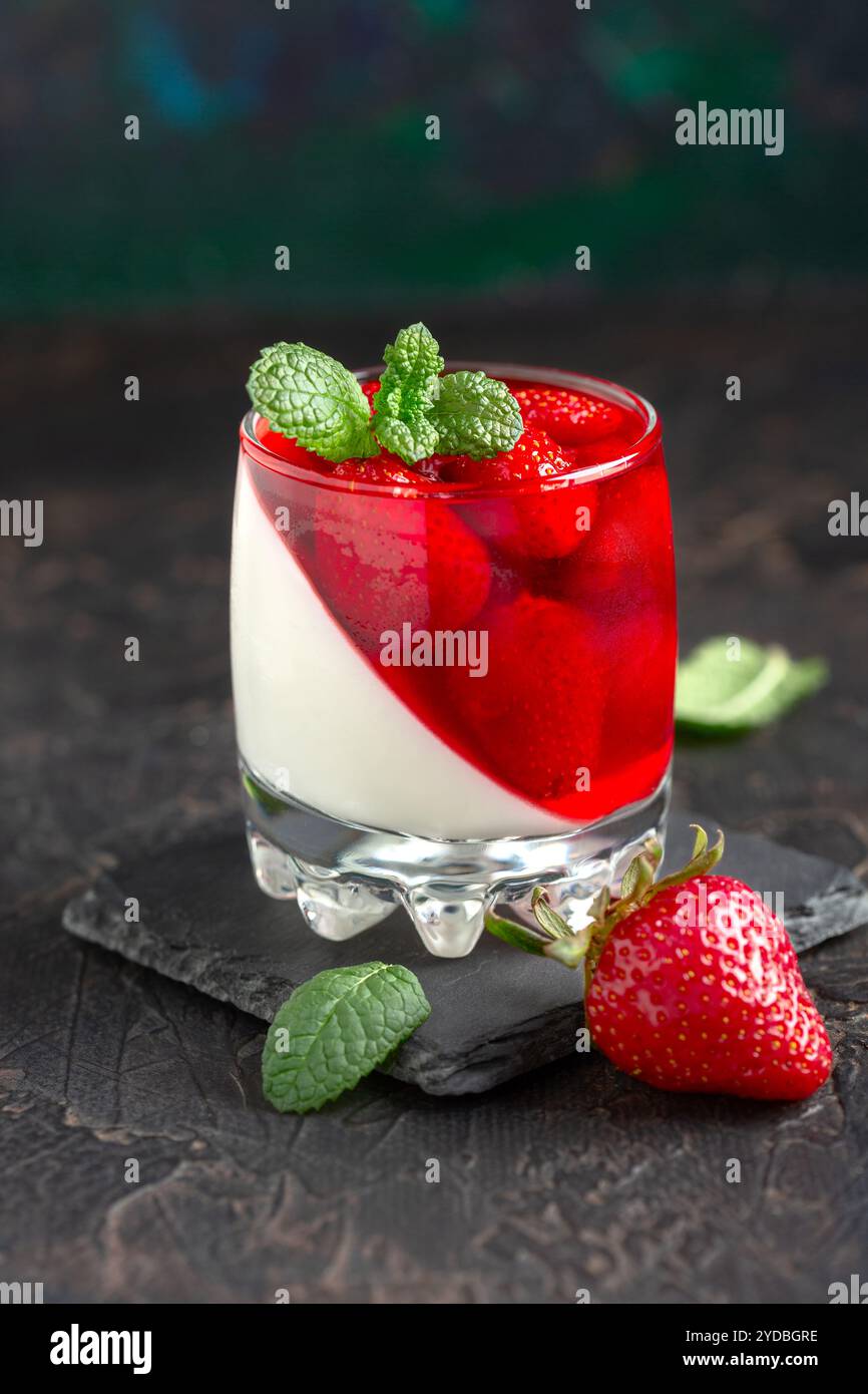 Homemade strawberry and cream panna cotta Stock Photo - Alamy