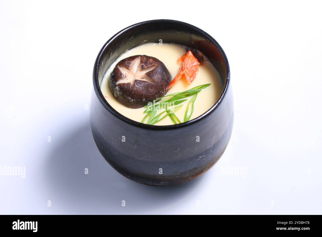 Chawan Mushi Japanese style in Black clay cup isolate on white ...