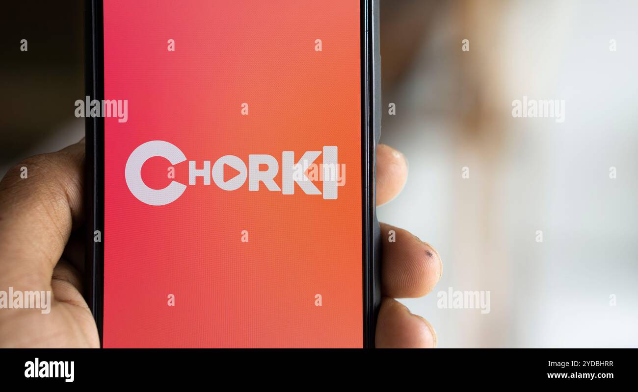 Dhaka, Baangladesh- 27 July 2024: Chorki logo is displayed on smartphone. Chorki is a ...