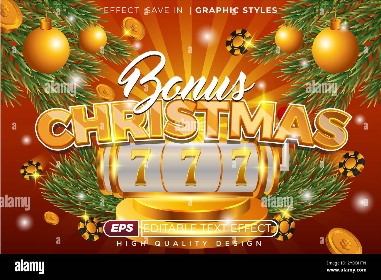 editable 3d text effect bonus christmas Stock Vector Image & Art - Alamy