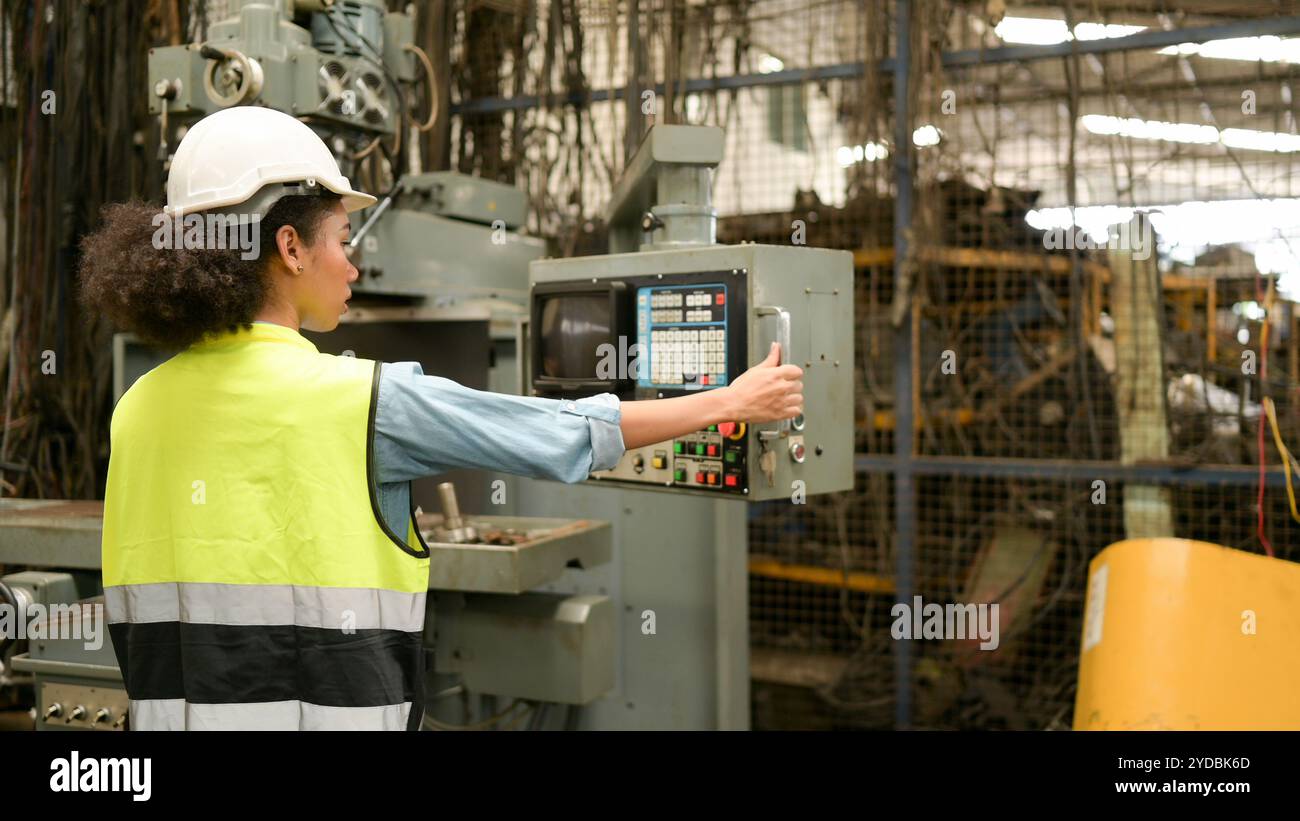 Female chief mechanical engineer work in a mechanical factory Stock Photo - Alamy