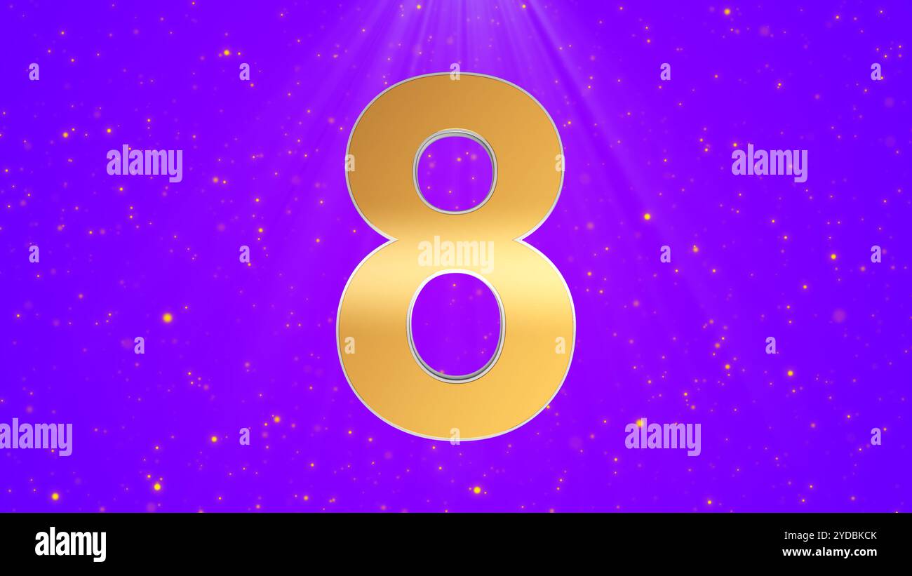 Number Eight with Glitter on Purple Background Stock Photo - Alamy