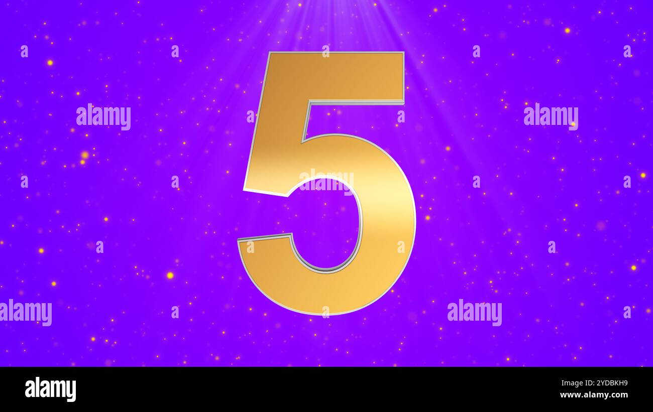 Number Five with Glitter on Purple Background Stock Photo - Alamy