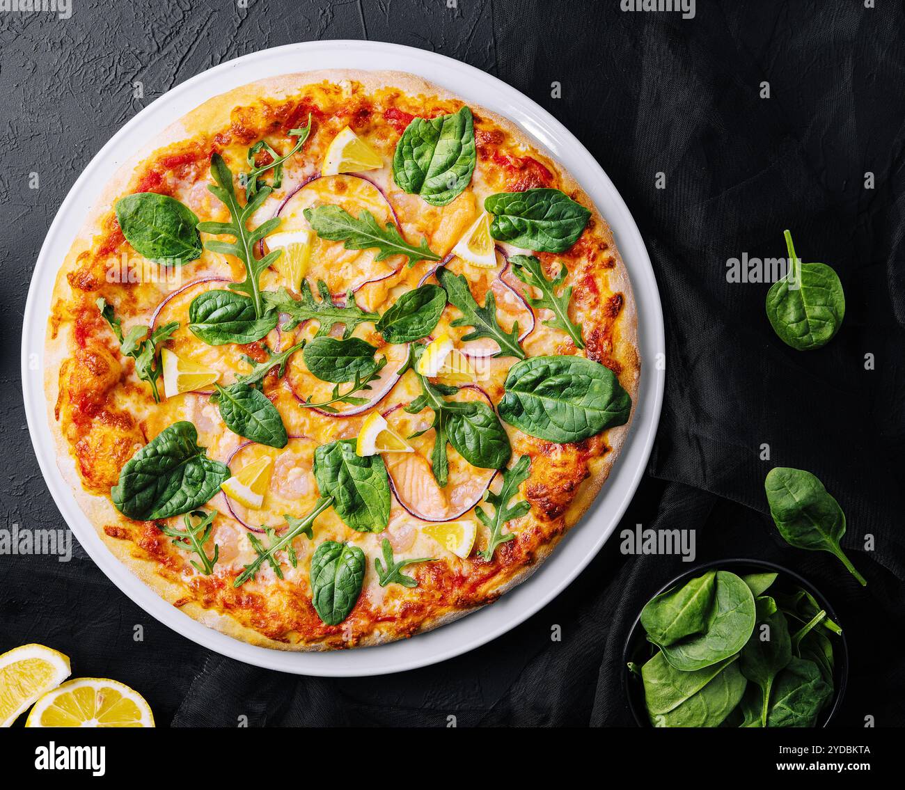 Seafood pizza. pizza with shrimp and red fish Stock Photo - Alamy