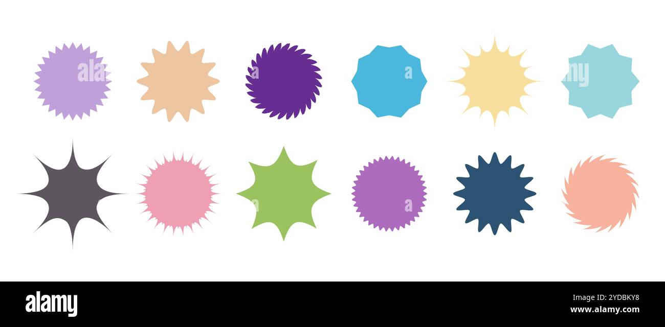 Starburst price. Special offer or shopping labels. Simple colored icons ...