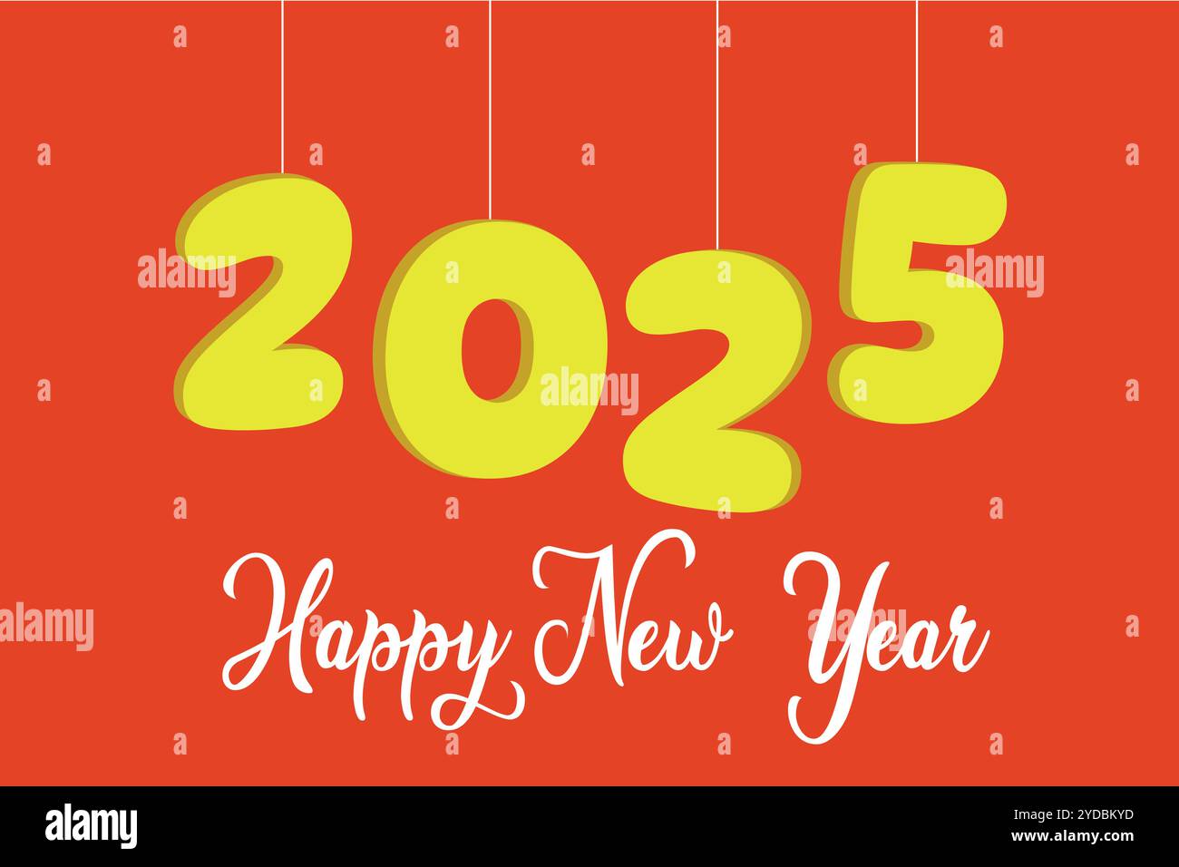 Vector realistic gold numbers for new year 2025 on festive red ...