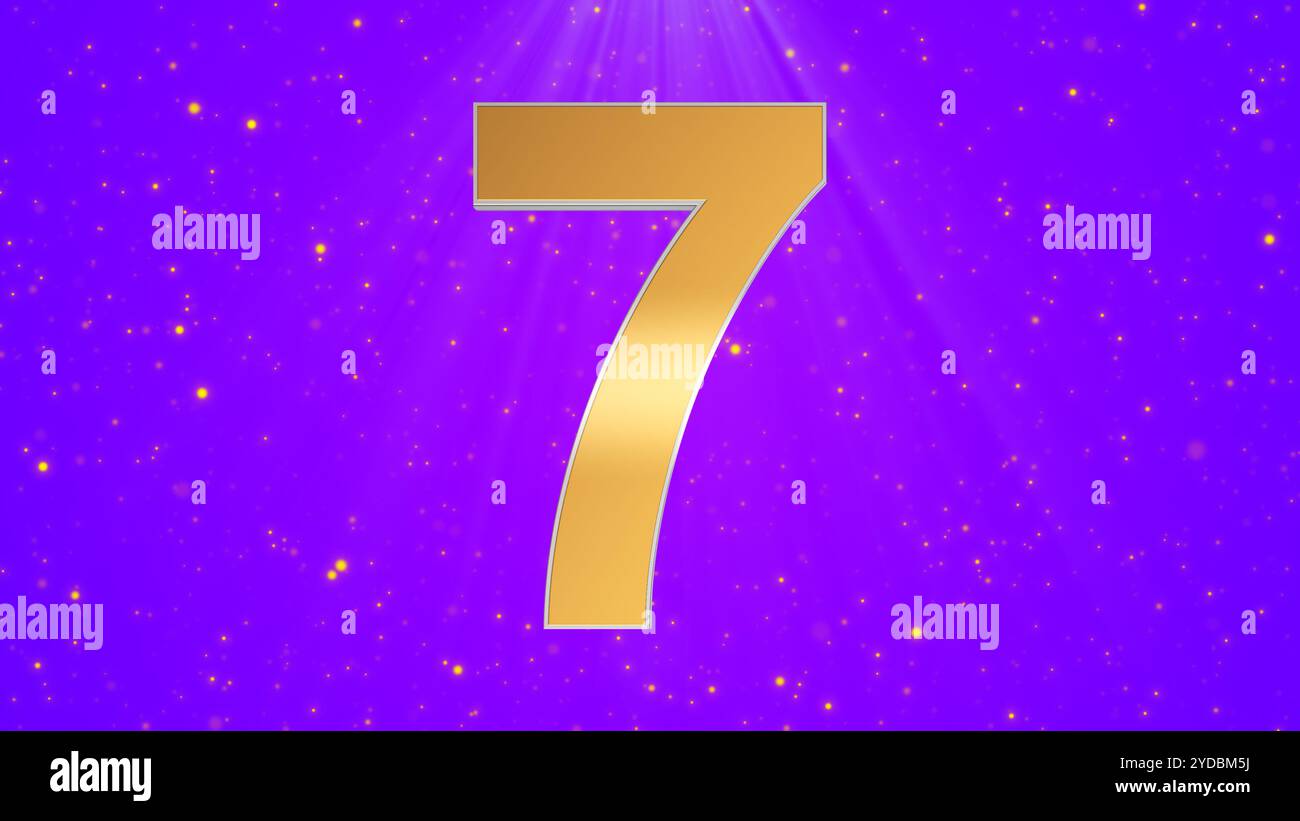 Number Seven with Glitter on Purple Background Stock Photo - Alamy