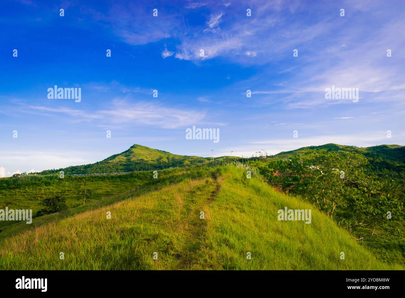 Landscape with mountains and blue sky. Cabaliwan Peak, Romblon ...