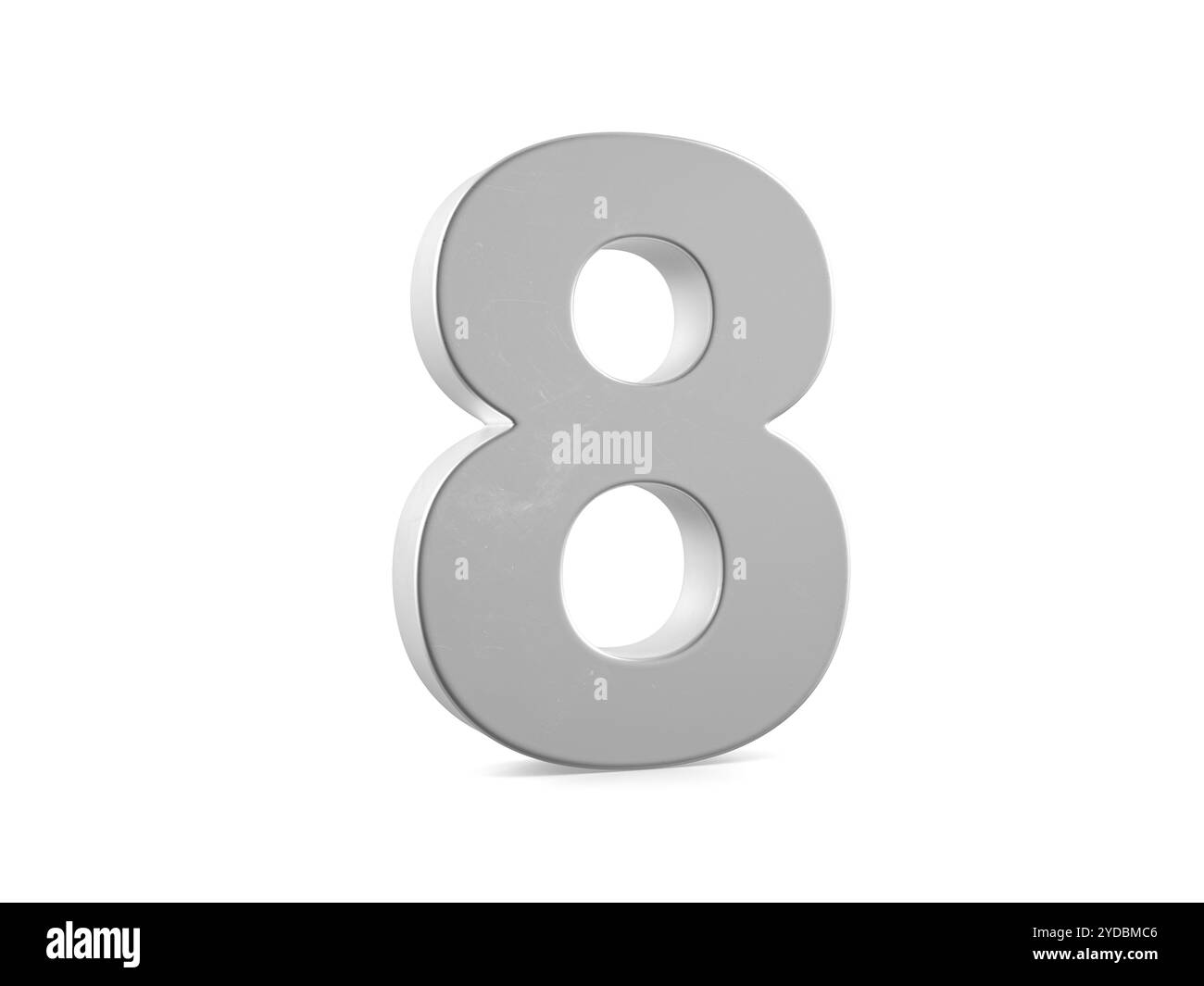 Metal number eight on a white background. 3d illustration Stock Photo ...