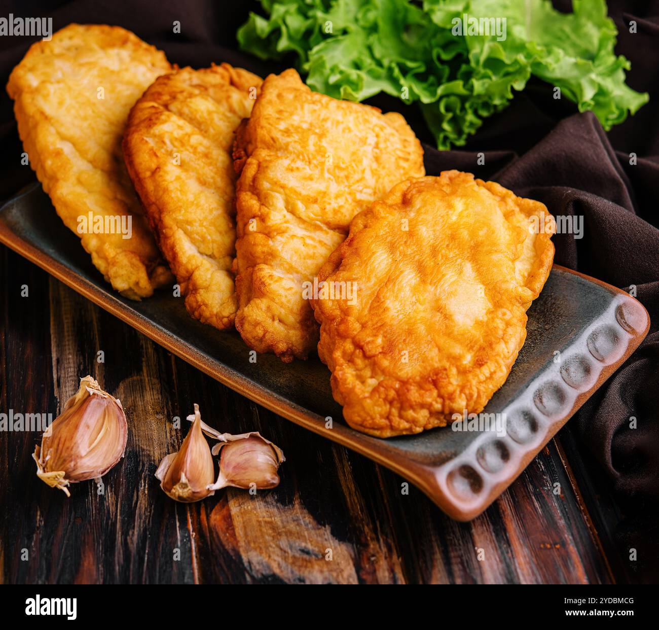 Fried chicken chop on ceramic plate Stock Photo - Alamy