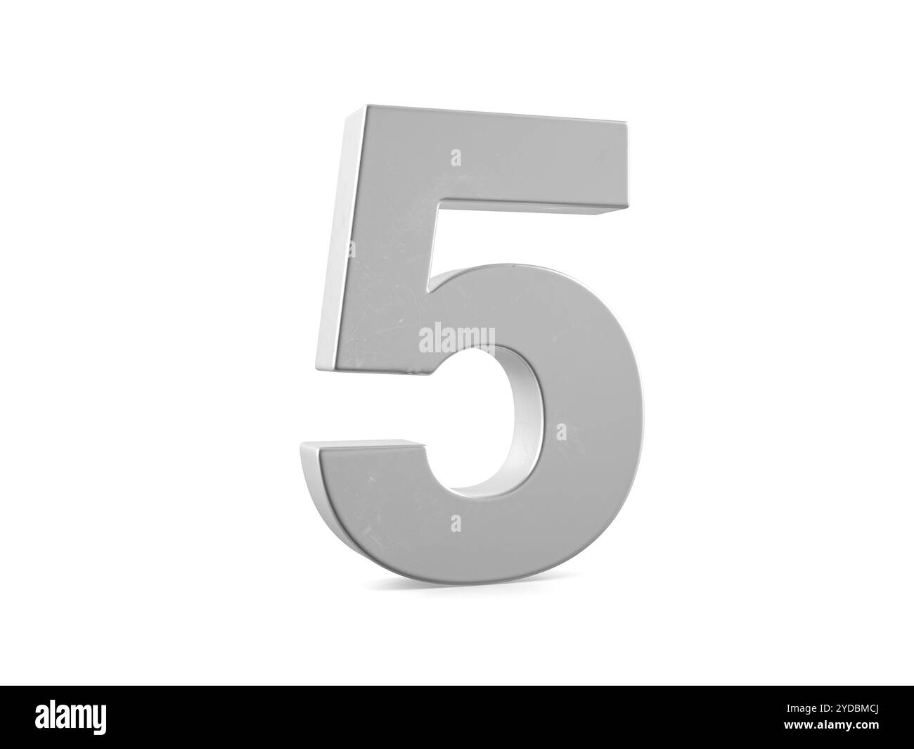 Metal number five on a white background. 3d illustration Stock Photo ...