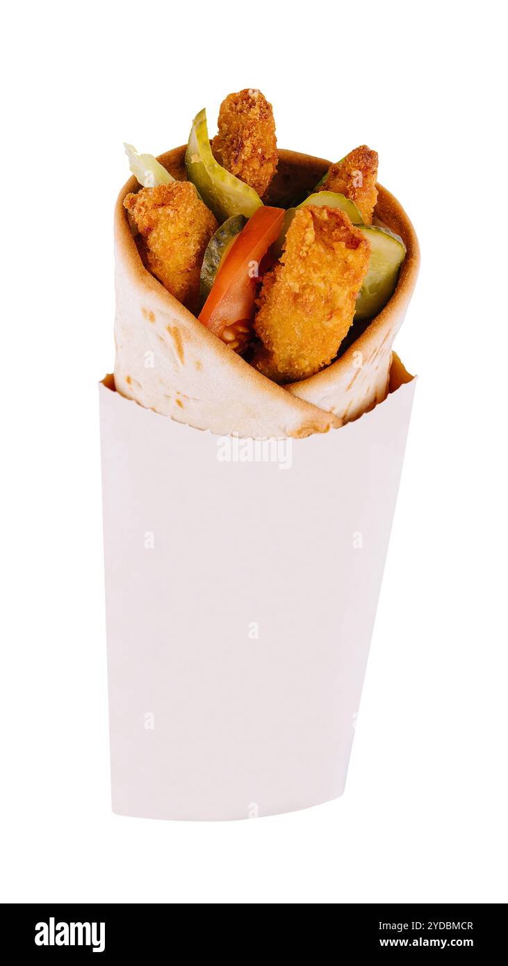 Roll with chicken nuggets isolated on white Stock Photo - Alamy