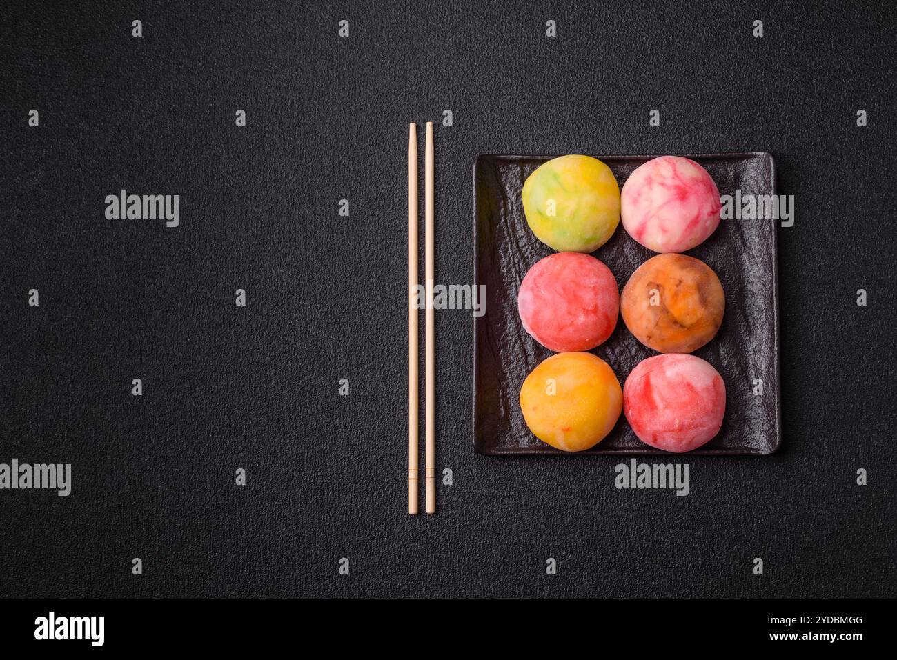 Delicious colorful asian mochi sweets with rice dough shell Stock Photo ...