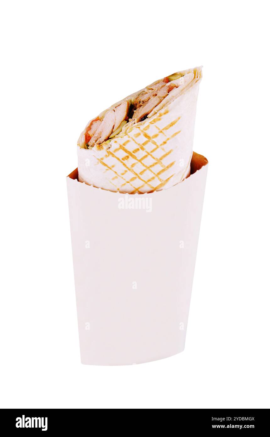 Doner kebab isolated on white background Stock Photo - Alamy