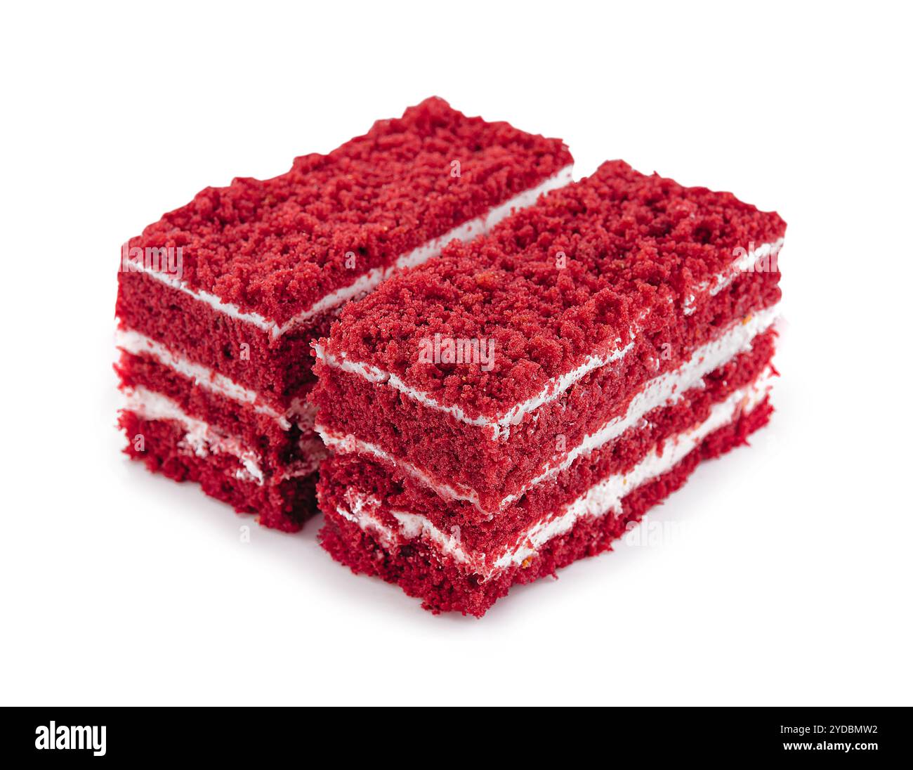 Two slices red velvet cake isolated on white Stock Photo - Alamy
