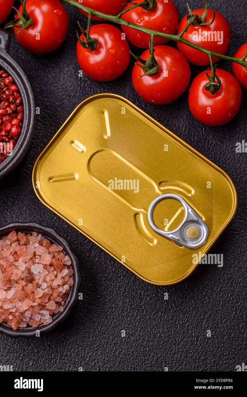 Metal can with canned meat or fish with a key to open it Stock Photo ...