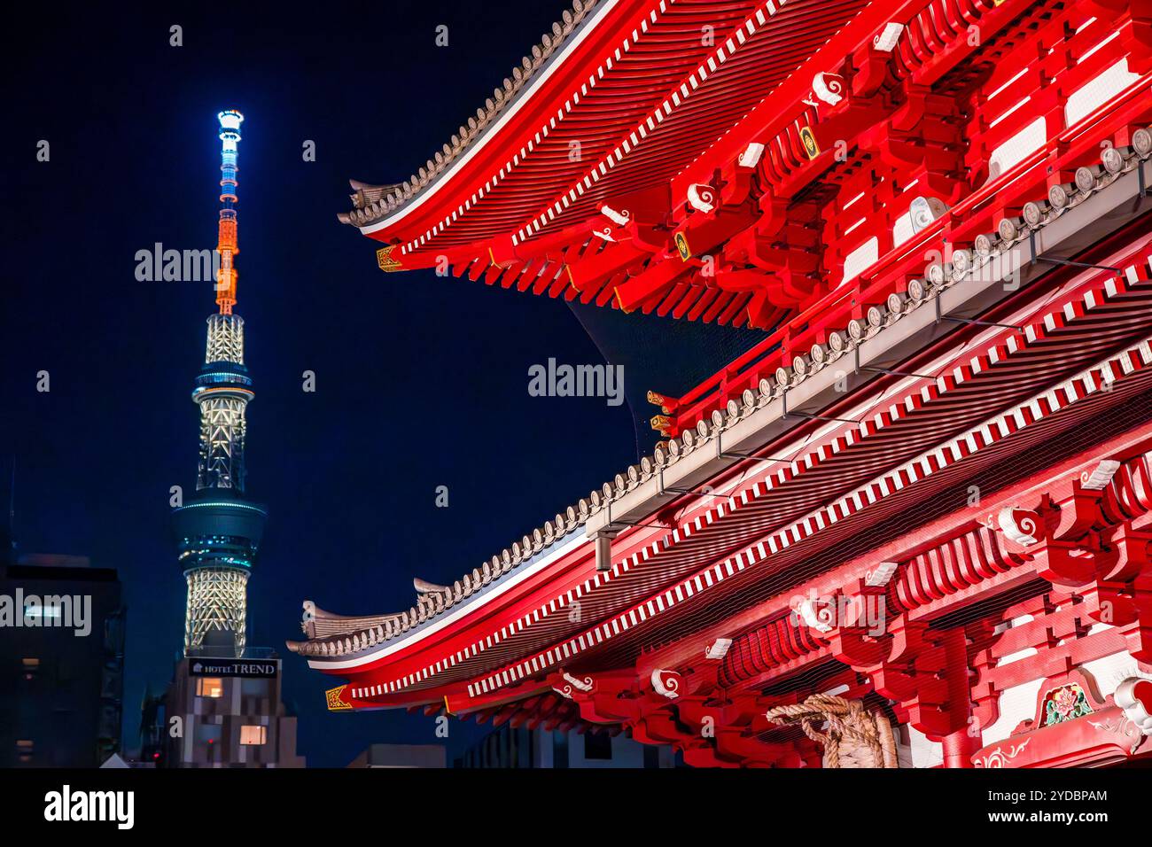 Senso-ji temple by night in Asakusa, Taito City, Tokyo, Japan Stock ...