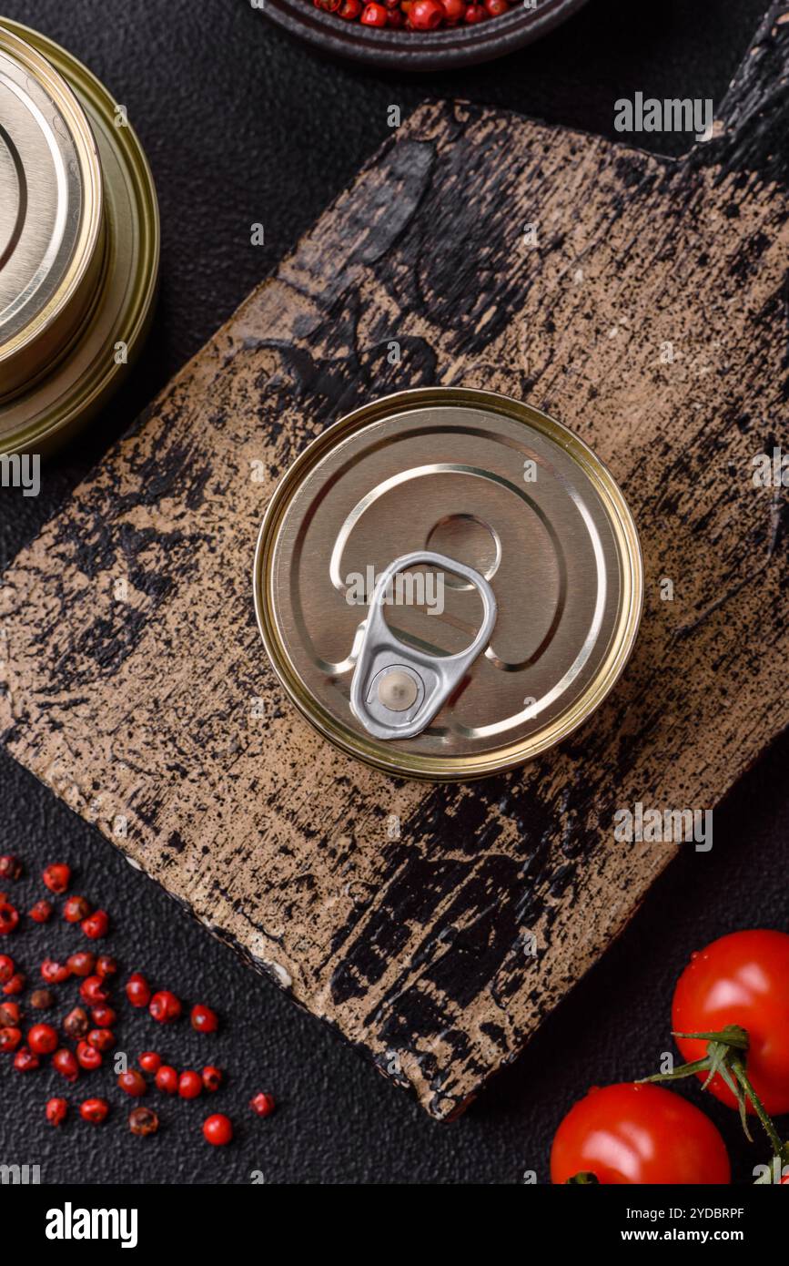 Metal can with canned meat or fish with a key to open it Stock Photo ...