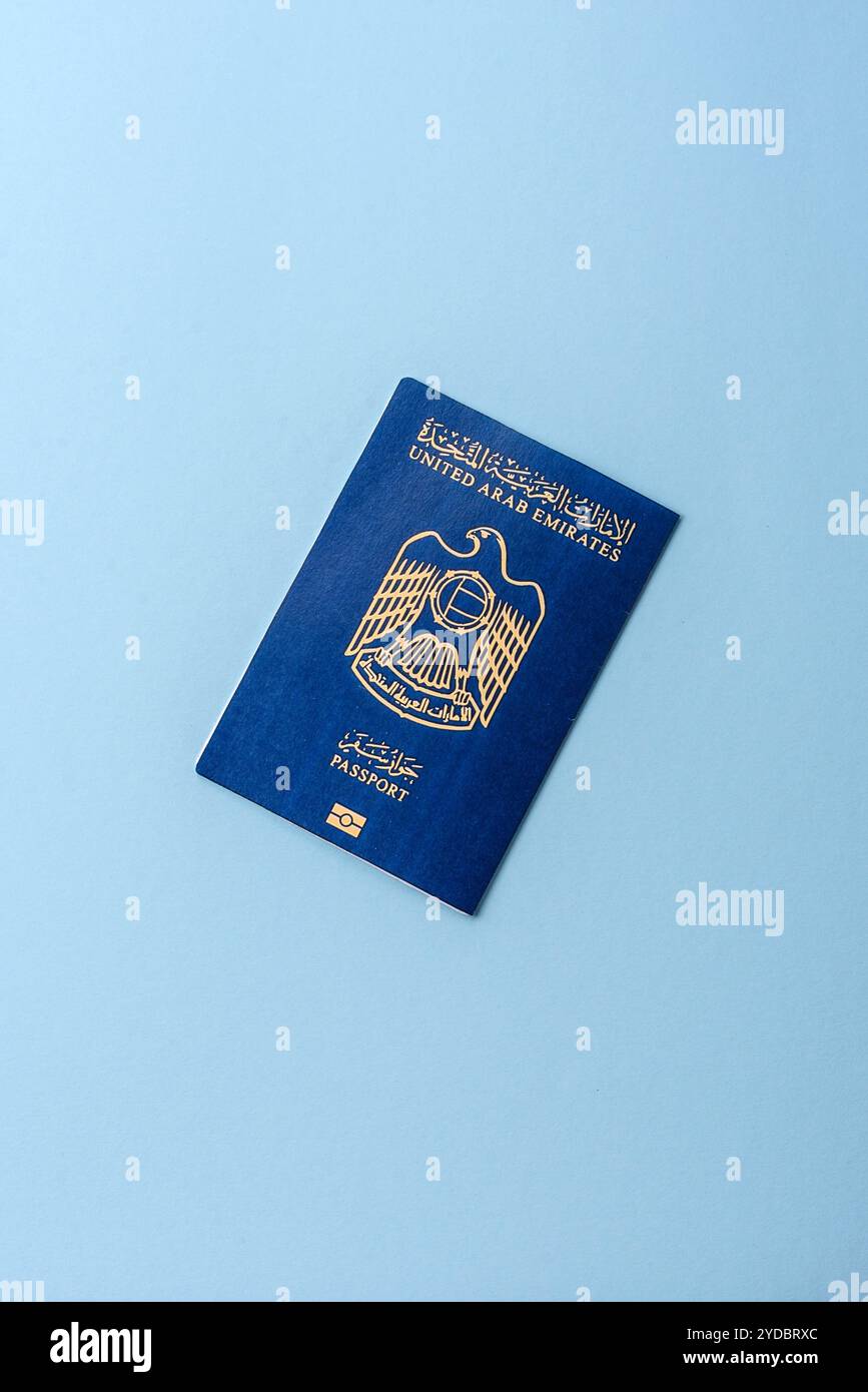 Physical paper international passport of a citizen of the United Arab ...
