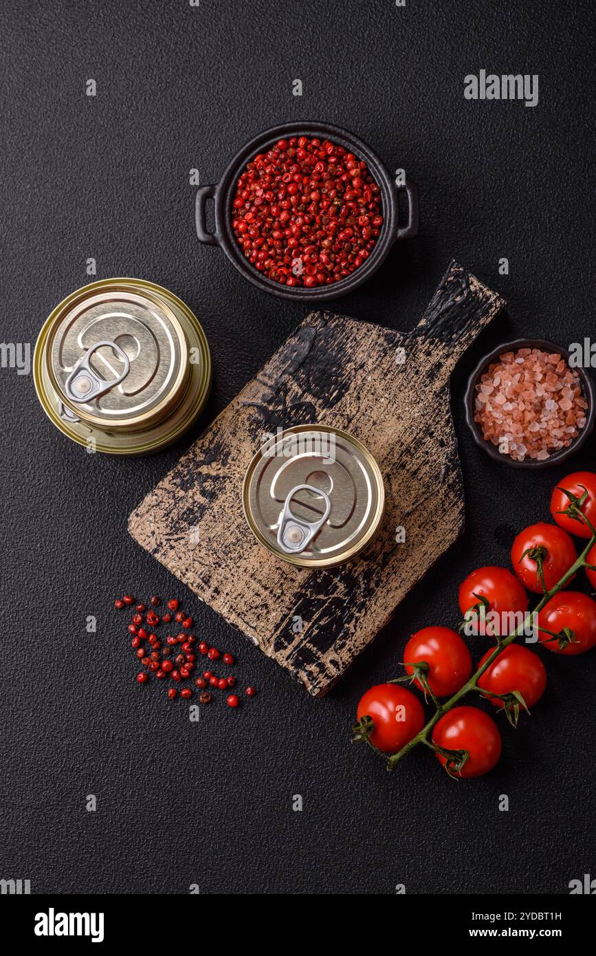 Metal can with canned meat or fish with a key to open it Stock Photo ...