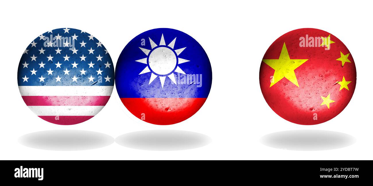 Flags of China, USA and Taiwan. Round flag. Logo on white background ...