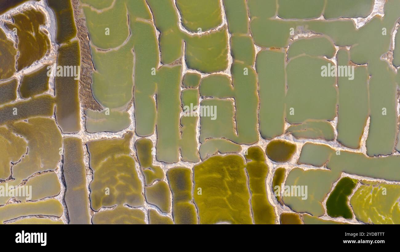 Above top view over colorful, several puddles of underground ...