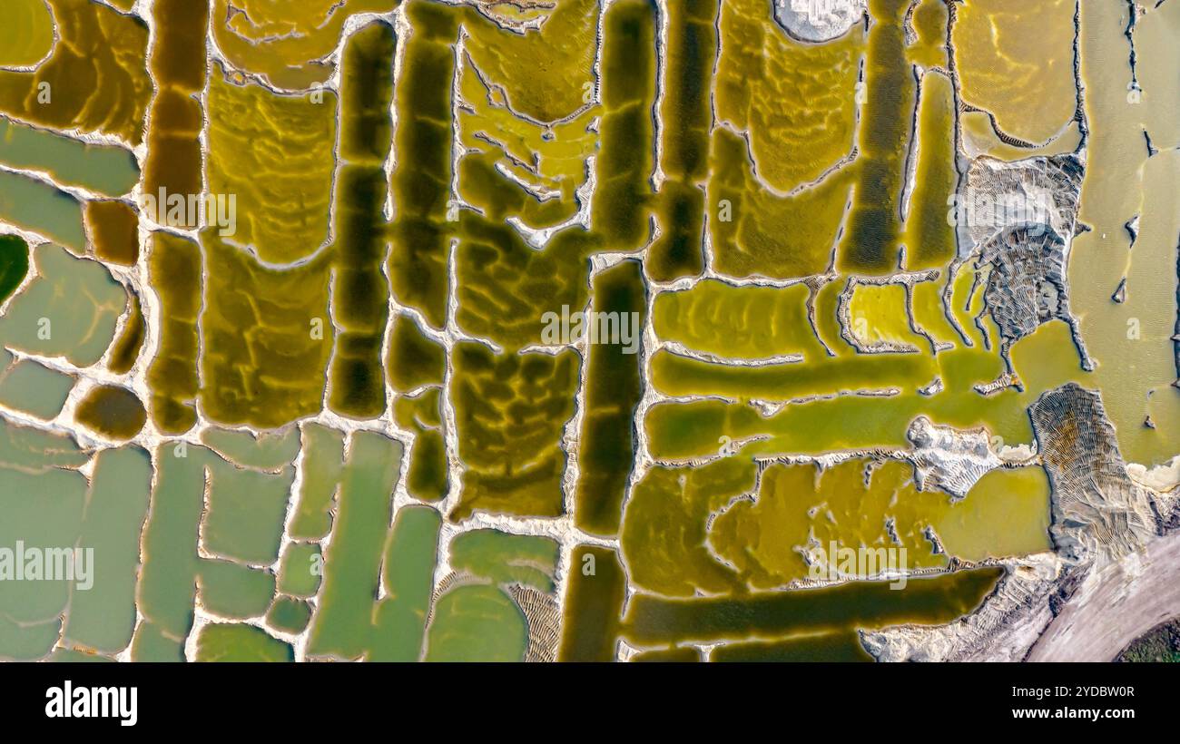 Above top view over colorful, several puddles of underground ...