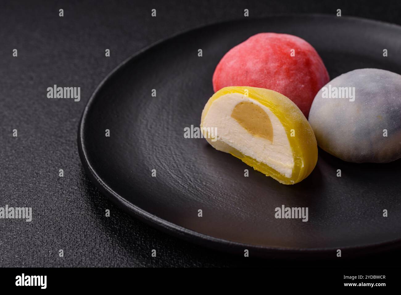 Delicious sweet chilled mochi desserts with fruit filling Stock Photo ...