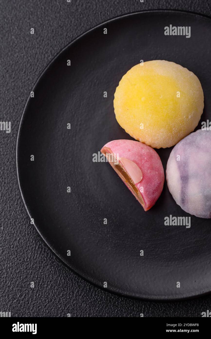 Delicious sweet chilled mochi desserts with fruit filling Stock Photo ...