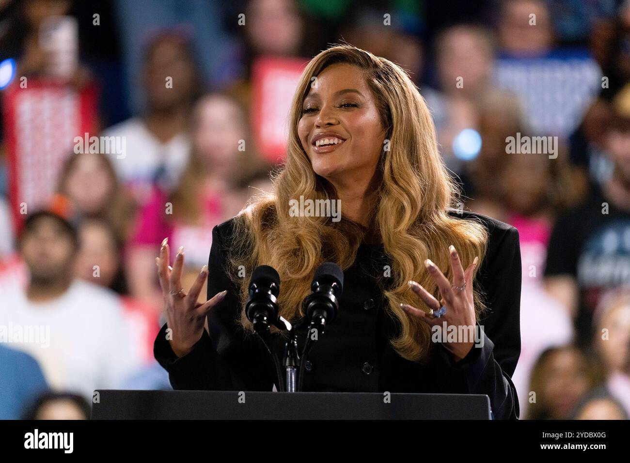 Houston, USA. 25th Oct, 2024. Beyonce onstage during a campaign event ...