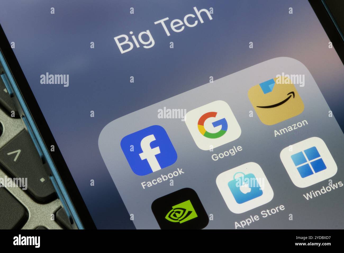 App icons representing big tech companies including Meta Platforms, Alphabet Inc., Amazon.com ...