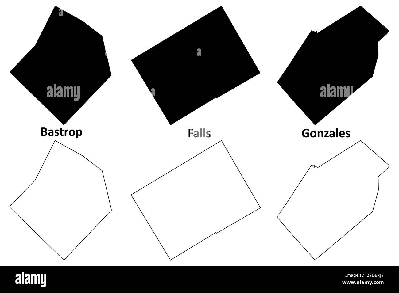 Falls, Bastrop and Gonzales County, Texas (Counties in Texas, United ...