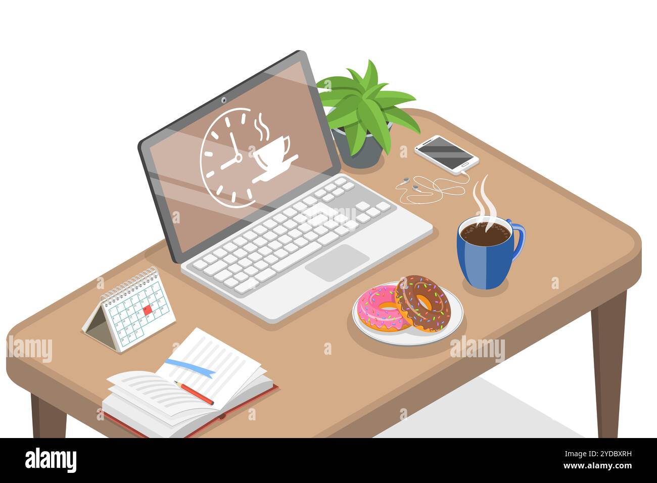 Coffee Break Working at Home, Taking a Pause During a Workday, Landing ...