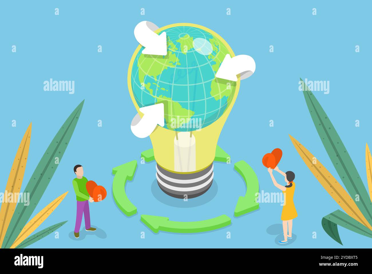 3D Isometric Flat Conceptual Illustration of Sustainable Development, Environmental Protection ...