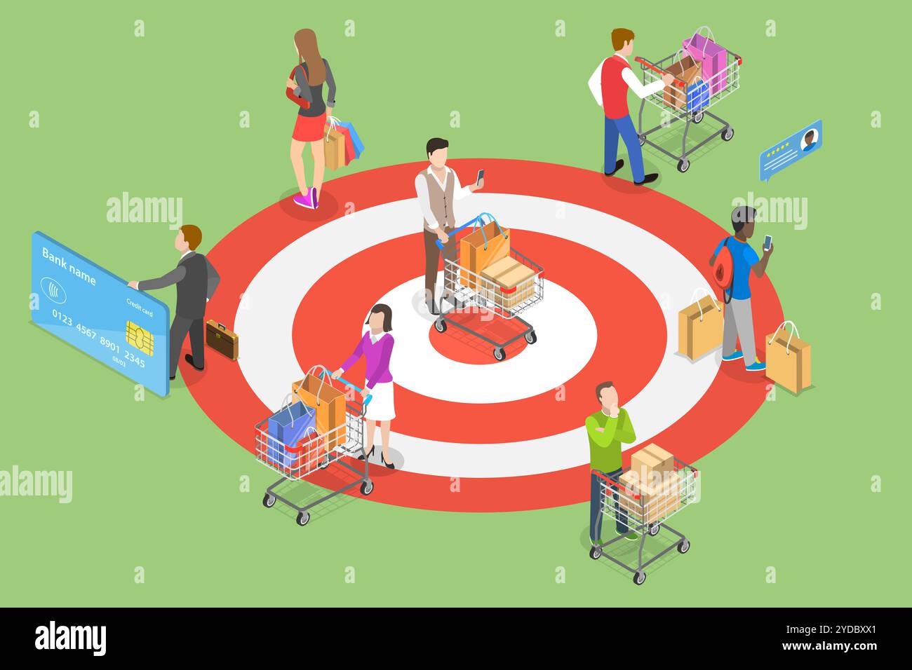 Flat Isometric Concept of Customer Targeting Digital Marketing Campaign ...