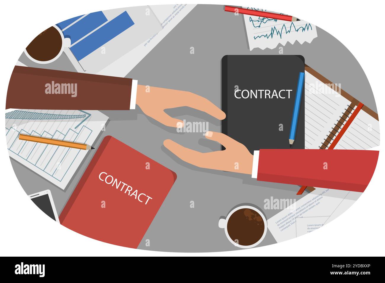 3D Isometric Flat Conceptual Illustration of Contract Signing, Business ...