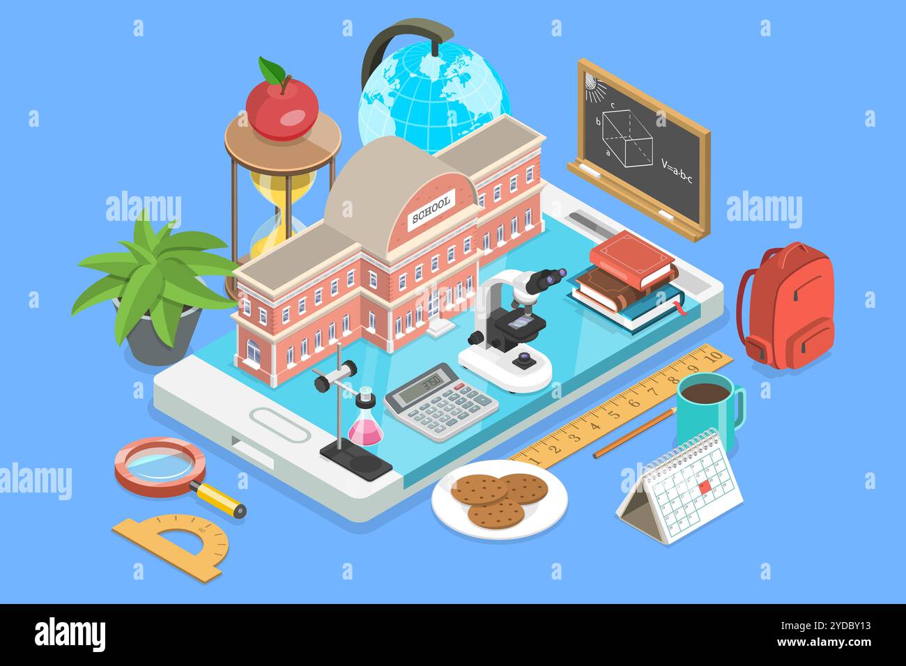 3d Online School Concept, Landing Page Template for Website, Distance ...