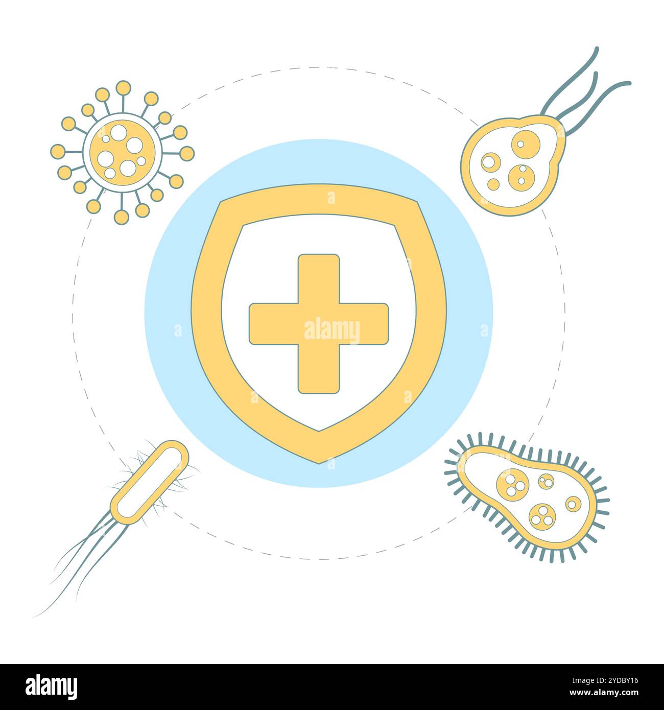 Icon of Strong Immune System, Protection Against Virus Germs and ...