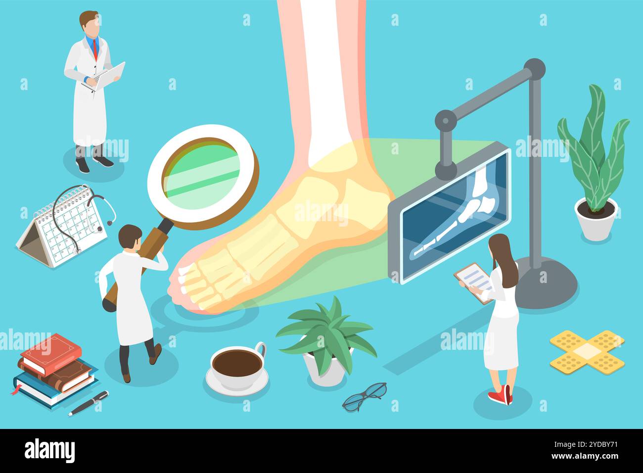 3D Isometric Flat Concept of Podiatrist, Podiatric Physician Doctor ...