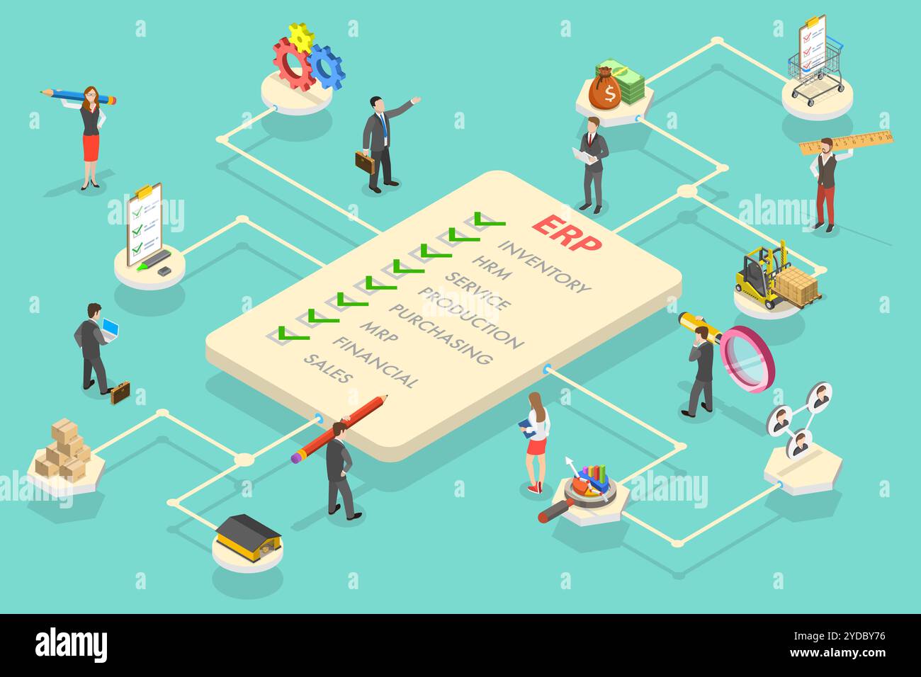 3D Isometric Flat Conceptual Illustration of ERP - Enterprise Resource ...