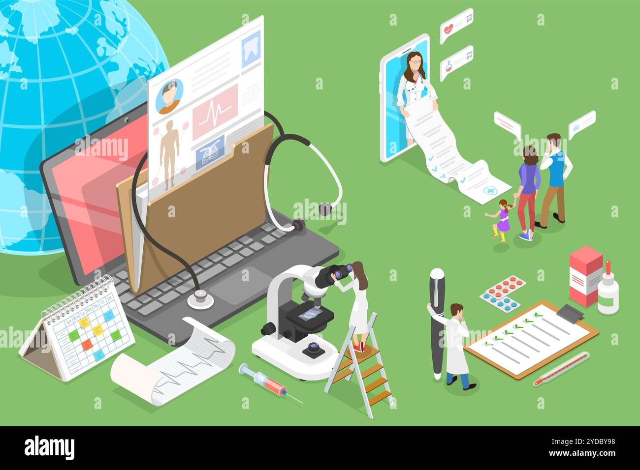 3D Isometric Flat Conceptual Illustration of EHR - Electronic Health ...