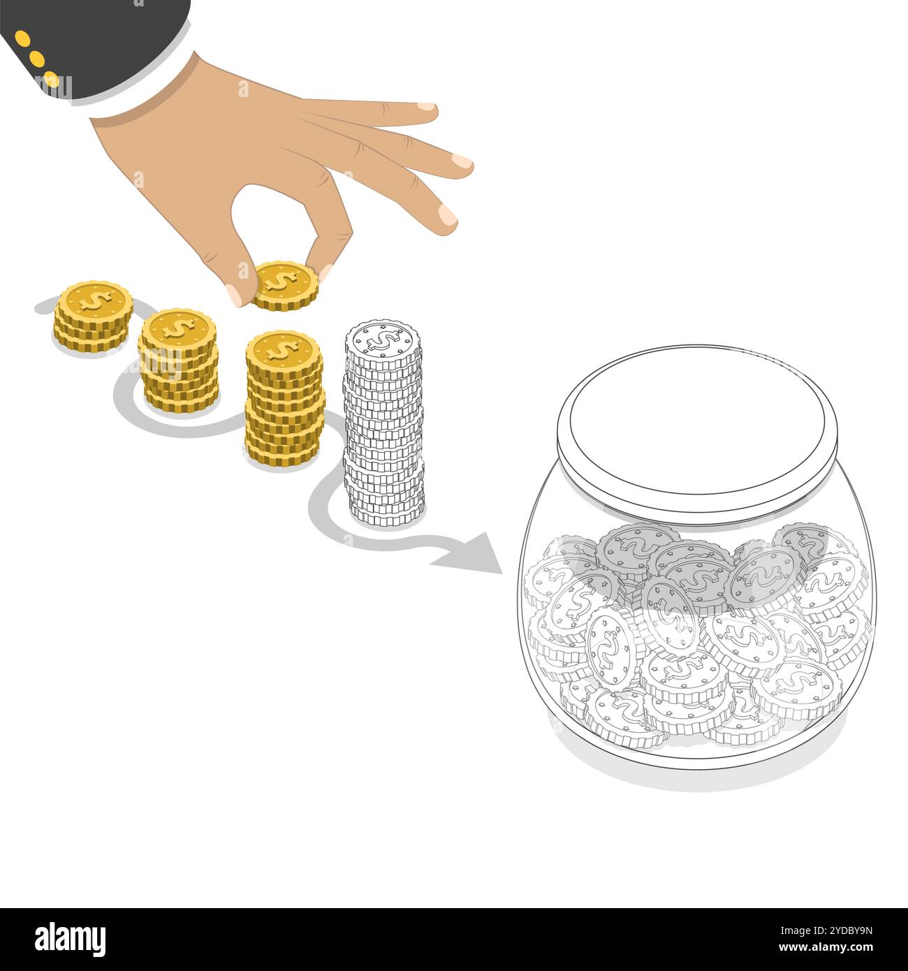 3D Isometric Flat Concept of Retirement Fund, Saving Money Plan. 3D ...