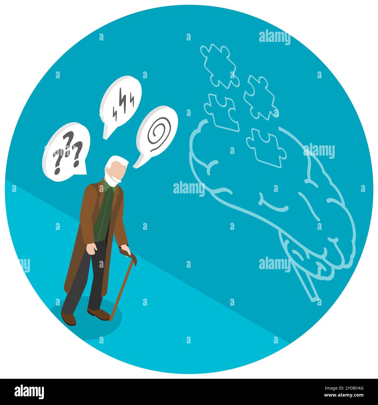 3D Isometric Flat Conceptual Illustration of Dementia Health Disorder ...