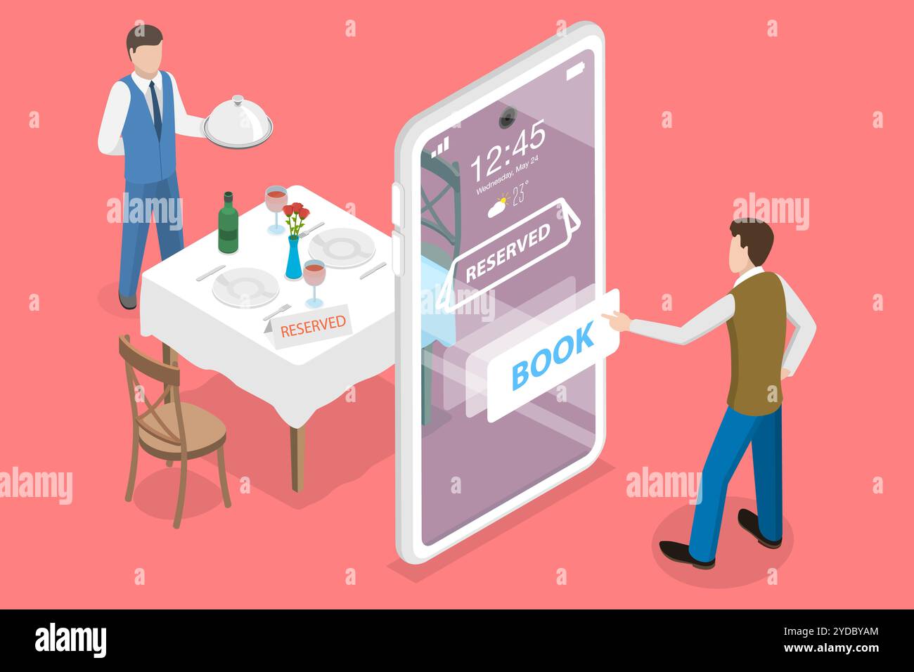 3D Isometric Flat Concept of, Restaurant and Cafe Online Food Order App ...