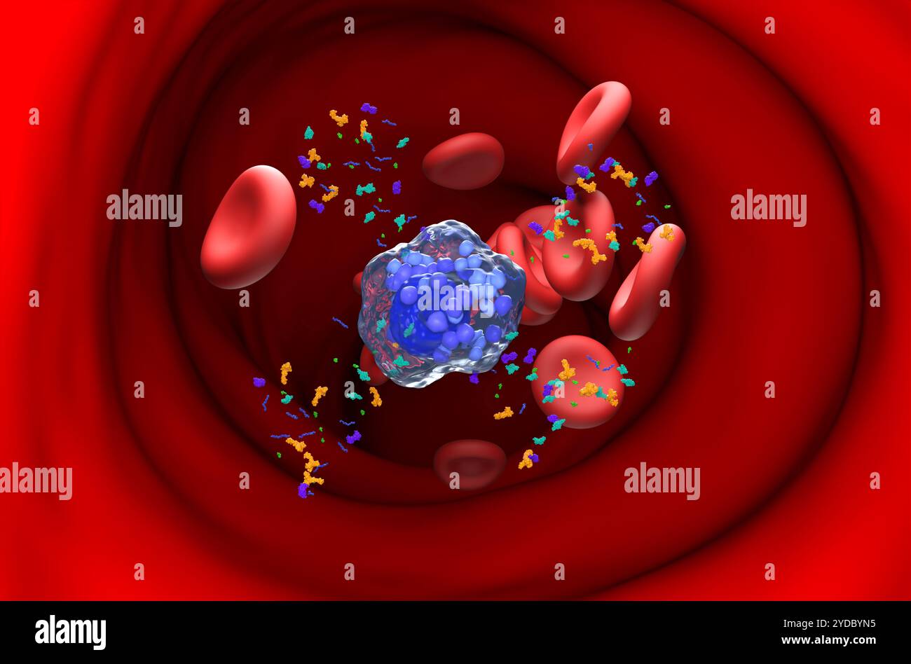 Activated mast cells starting emitting granules - section view 3d illustration Stock Photo - Alamy