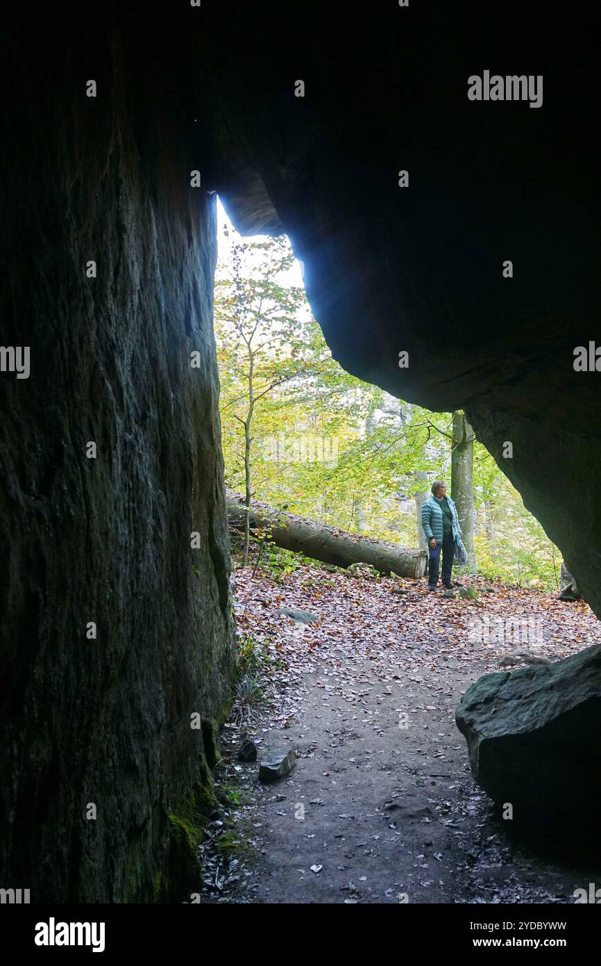 Hiking in the Devil's Gorge near Ernzen Stock Photo - Alamy