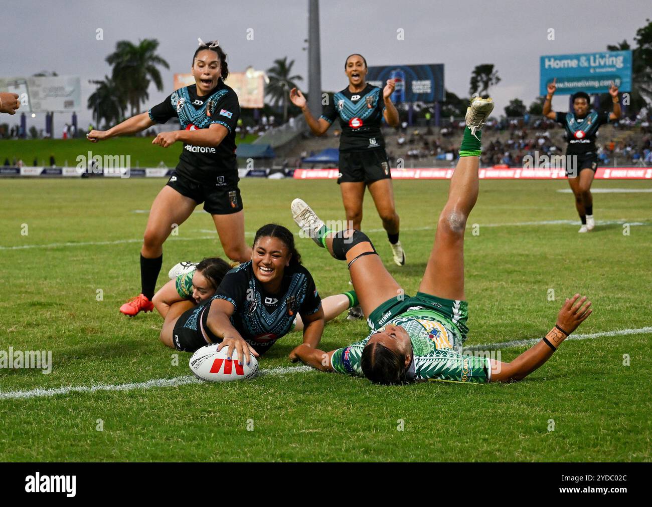 Suva, Fiji. 26th Oct, 2024. Sienna Laing of Fiji crosses for a ...