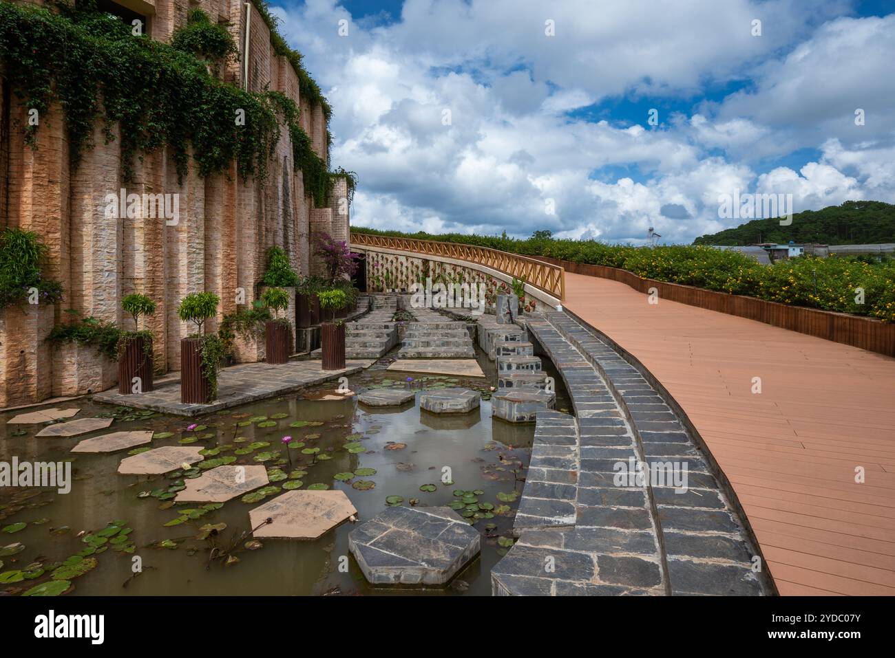 Scenic path at the Da Lat Flower Garden, a famous travel destination ...