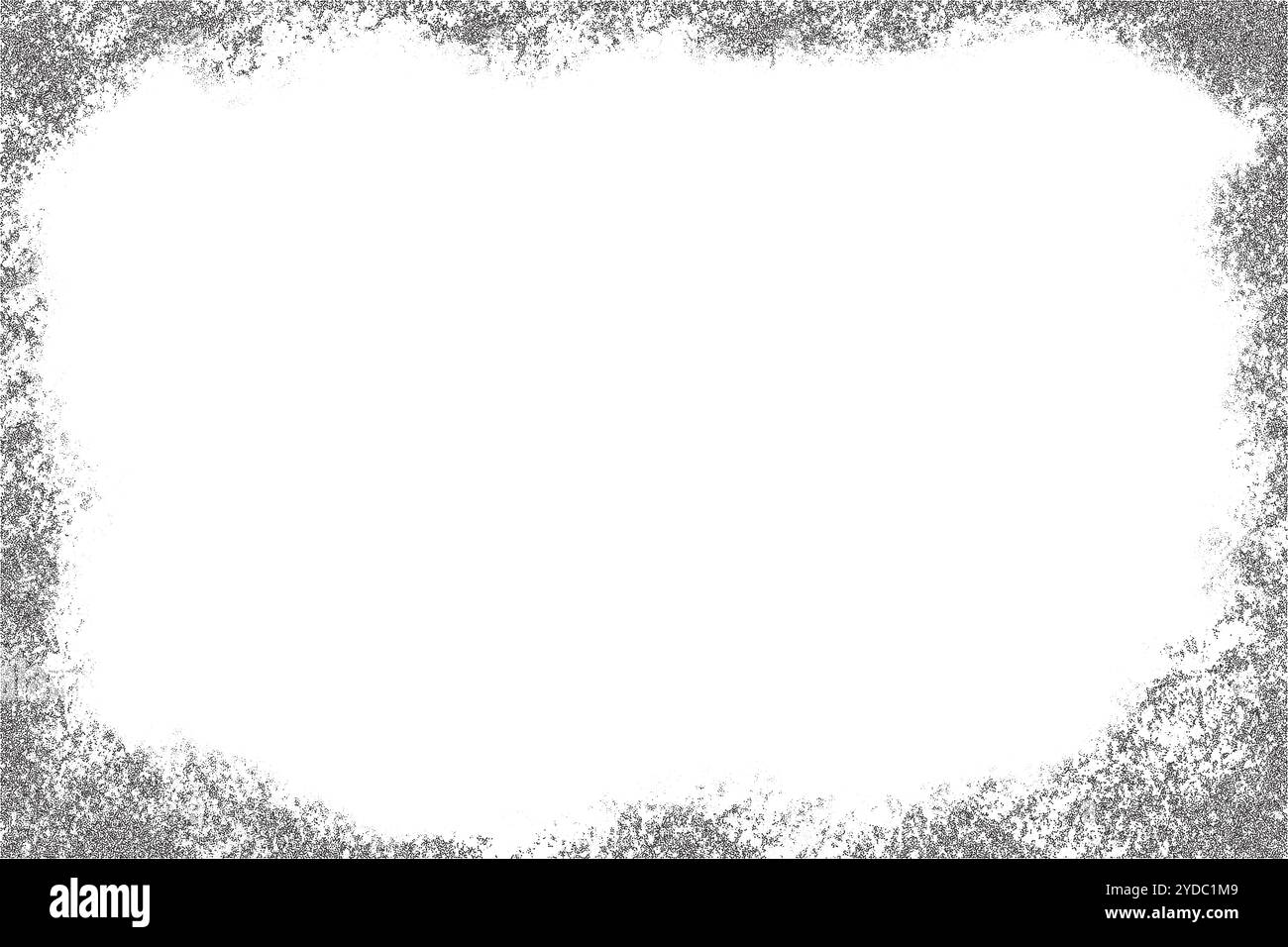 Grunge frame with grainy torn border on white background. Brushed rough ...