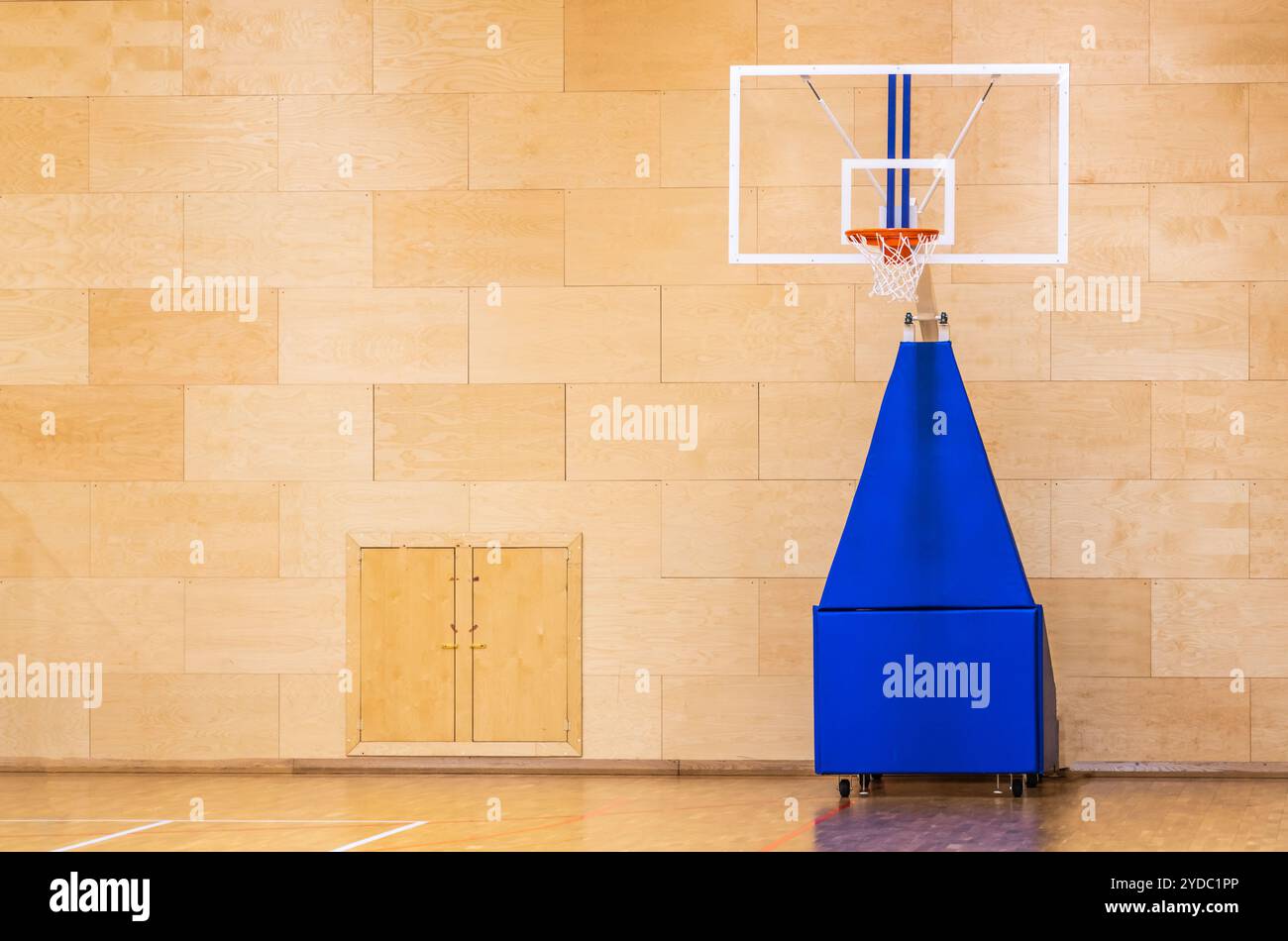 Basketball court with mobile moving basket with copy space Stock Photo ...